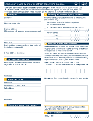 Fillable Online Proxy vote form - living overseas - Gov.uk Fax Email Print - pdfFiller