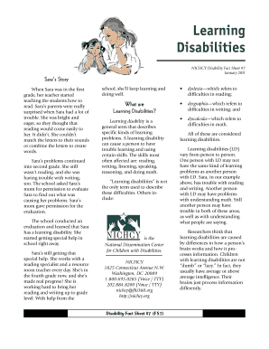 Nichcy Disability Fact Sheet 8 January 2011 - Fill Online, Printable ...