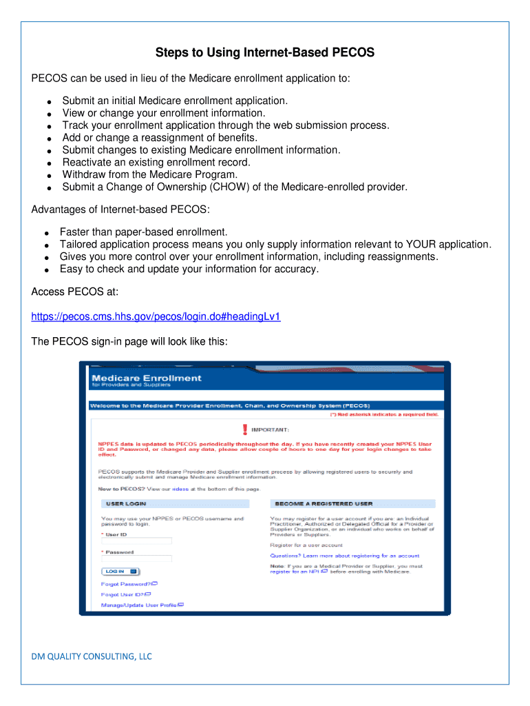 Fillable Online Steps to Using Internet-Based PECOS Fax Email Print ...