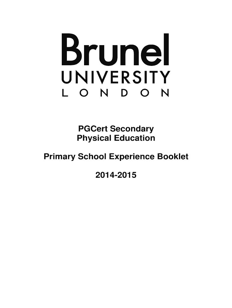 Fillable Online brunel ac PGCert Secondary Physical Education Primary bb - Brunel University ...