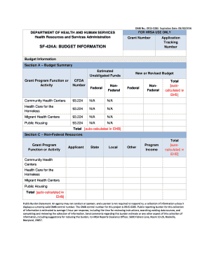 Fillable Online bphc hrsa SF-424A Budget Information Fax Email Print ...