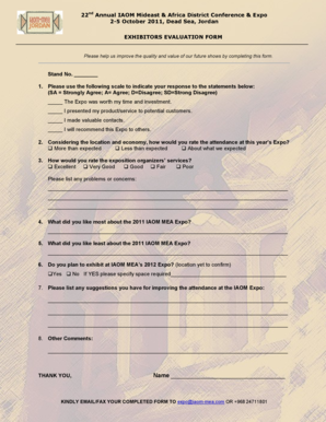 Fillable Online EXHIBITORS EVALUATION FORM Fax Email Print - pdfFiller