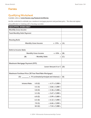 Fillable Online hocmn Qualifying Worksheet - Minnesota Home Ownership ...