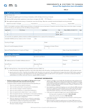 Fillable Online GMS Immigrants Visitors to Canada Annual Application ...