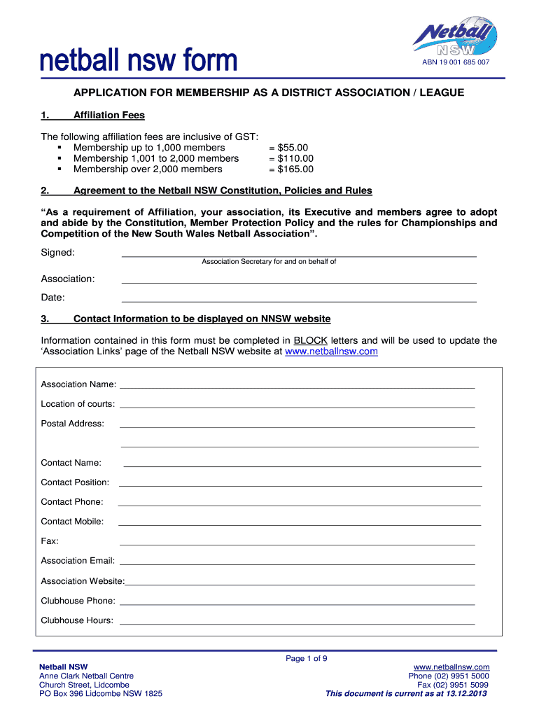 Fillable Online BApplicationb for Membership as an Association ...