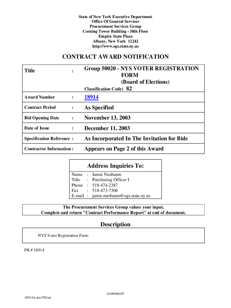 Fillable Online 50020 18914 NYS Voter Registration Form Fax Email Print ...