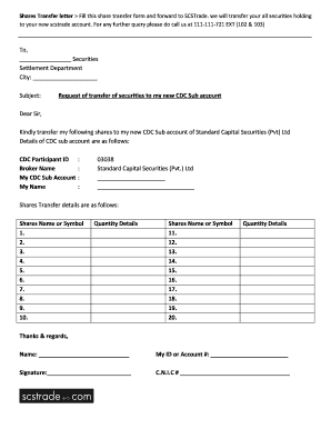 Fillable Online Shares Transfer Letter Fax Email Print - pdfFiller