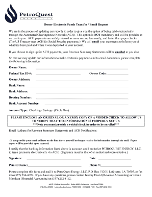 Fillable Online ACH Form - Petroquest Energy Inc Fax Email Print ...