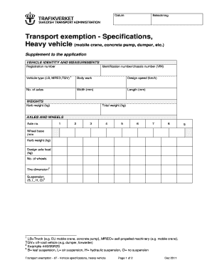 Fillable Online Transport exemption - Specifications Heavy vehicle ...