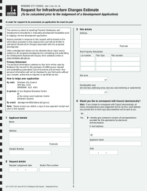Fillable Online Request for Infrastructure Charges Estimate - Brisbane ...