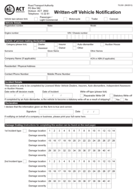 Fillable Online Written Off Vehicle Notification Form Fax Email Print ...