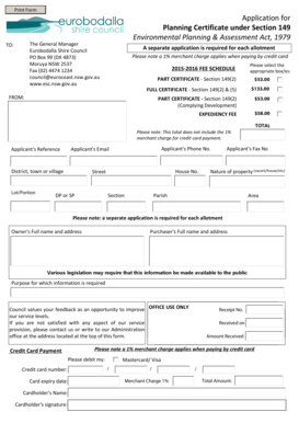 Fillable Online esc nsw gov Section 149 certificate - Eurobodalla Shire ...