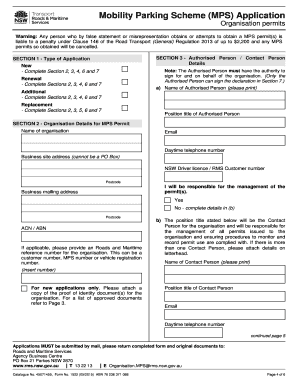 Fillable Online Mobility Parking Scheme MPS Application - Roads and Maritime Fax Email Print ...