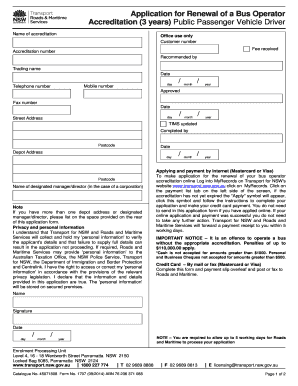 Fillable Online Application for renewal of a Bus Operator Accreditation ...