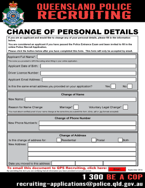 Fillable Online Change of Personal Details - Queensland Police ...