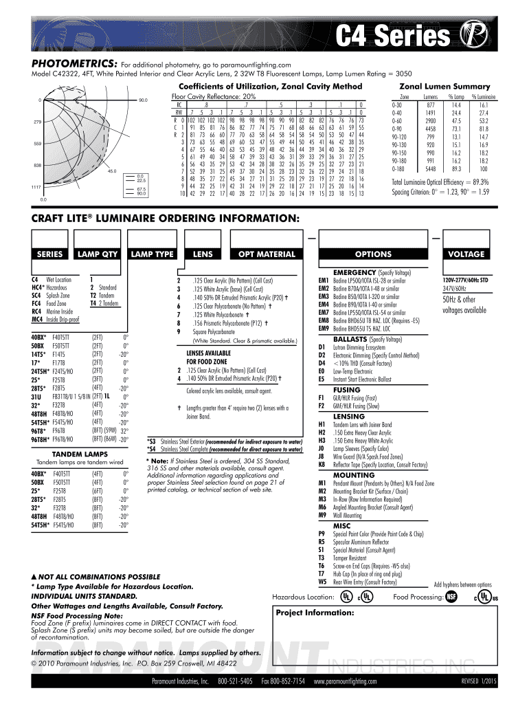 Fillable Online C4 Series FLUORESCENT SURFACE 45 Fax Email Print ...