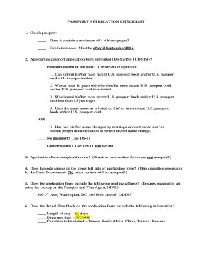 Fillable Online PASSPORT APPLICATION CHECKLIST Fax Email Print - pdfFiller