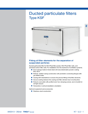 Fillable Online trox Ducted particulate filters Type KSF TROX Catalogue ...