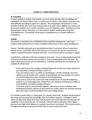 Fillable Online LESSON 12: CAREER PORTFOLIOS Fax Email Print - pdfFiller
