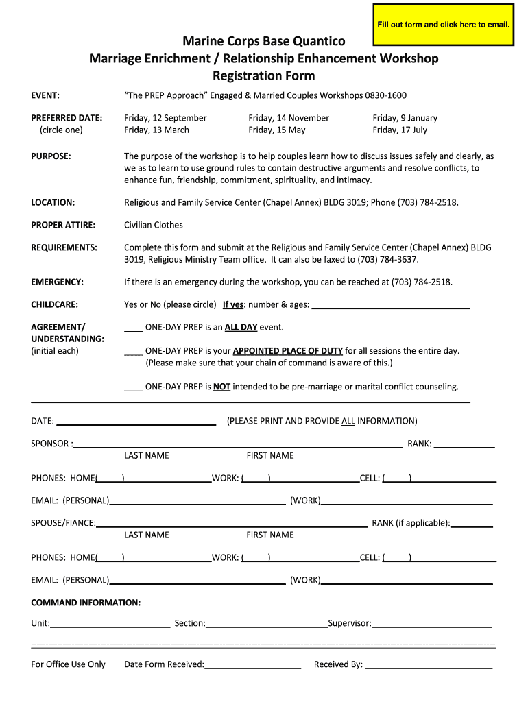 Fillable Online quantico usmc-mccs Marine Corps Base Quantico Marriage ...