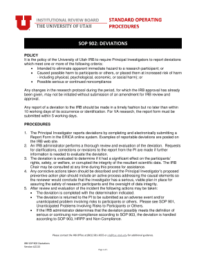 Fillable Online SOP 902: DEVIATIONS Fax Email Print - pdfFiller
