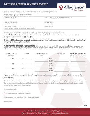 Fillable Online DAYCARE REIMBURSEMENT REQUEST Fax Email Print - pdfFiller