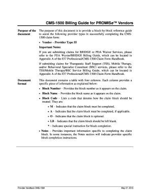 Fillable Online CMS-1500 Billing Guide for PROMISe Vendors - PA.gov Fax ...