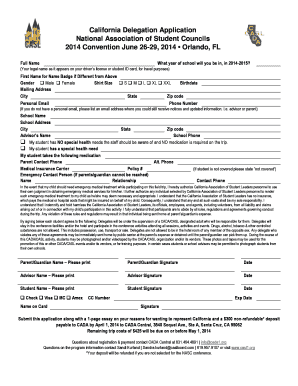 Fillable Online secure cada1 California Delegation bApplicationb ...