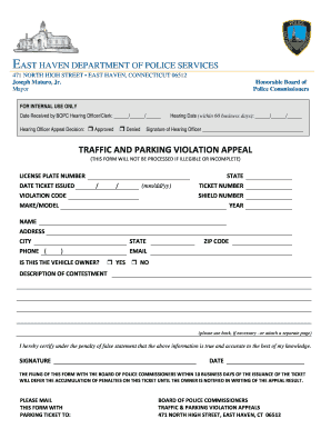 Fillable Online Appeal Form-Traffic & Parking Violation.docx Fax Email ...