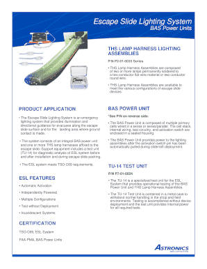 Fillable Online Escape Slide Lighting System BAS Power Units Fax Email ...