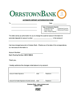 Fillable Online Type of Automatic Deposit: Fax Email Print - pdfFiller
