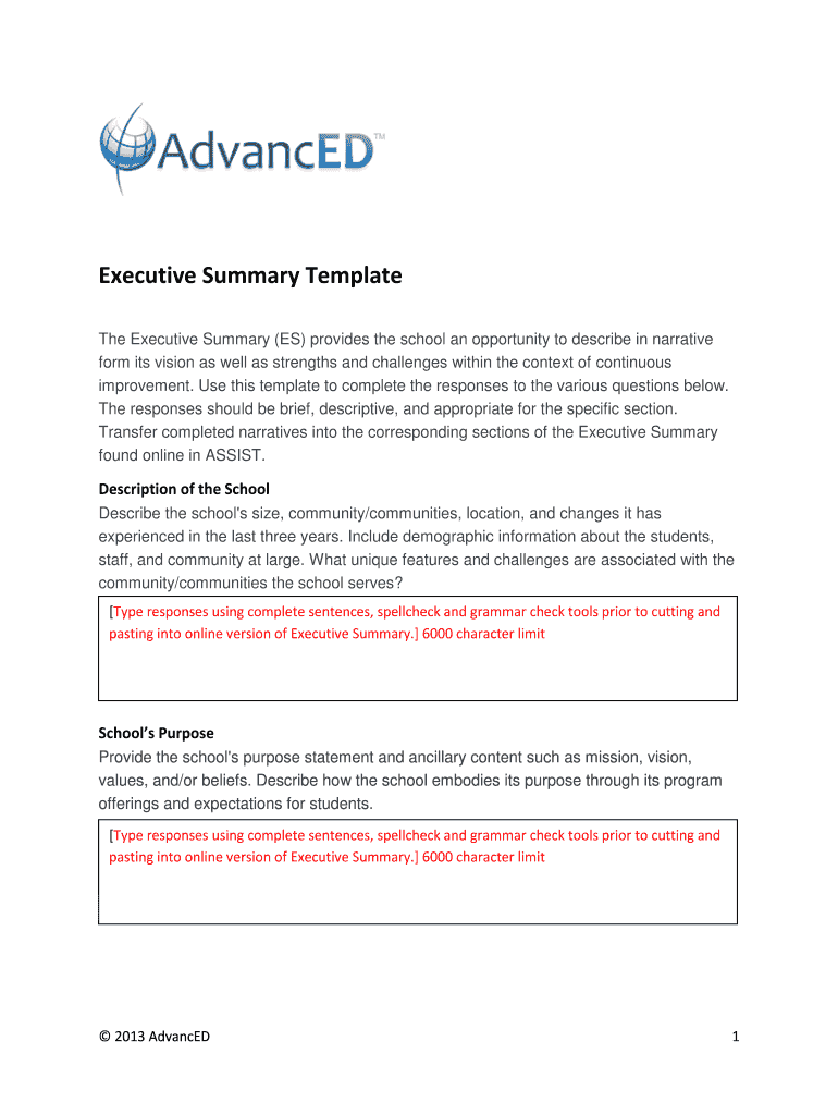 Fillable Online Executive Summary Template Fax Email Print - pdfFiller
