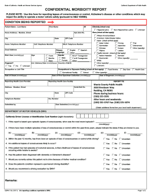CONFIDENTIAL MORBIDITY REPORT - Shasta County - Fill and Sign Printable ...