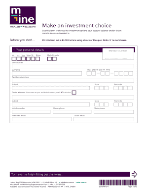 Fillable Online Make an investment choice Use this form to choose the ...