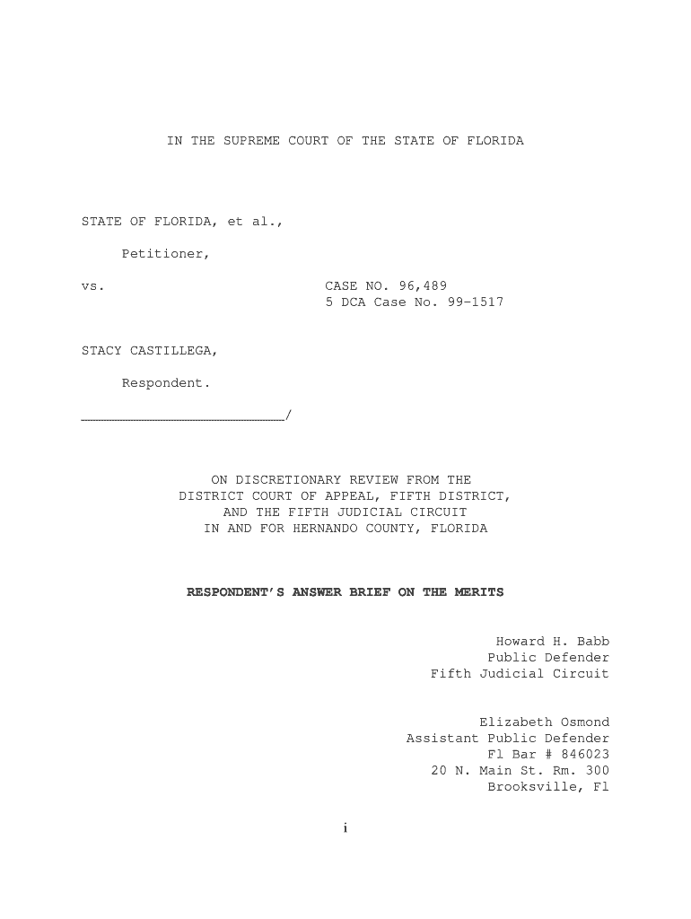 Fillable Online archive law fsu IN THE SUPREME COURT OF THE STATE OF ...