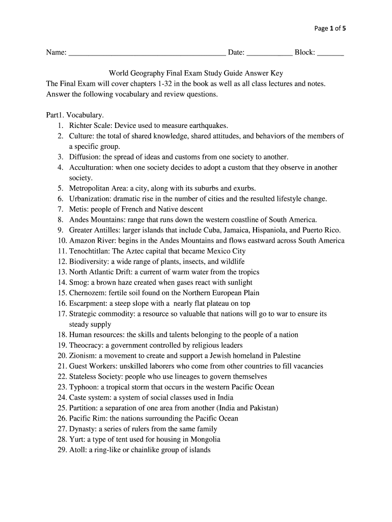 World Geography Final Exam Answer Key Fill Online Printable World Geography Final Exam Answer Key Fill Online Printable