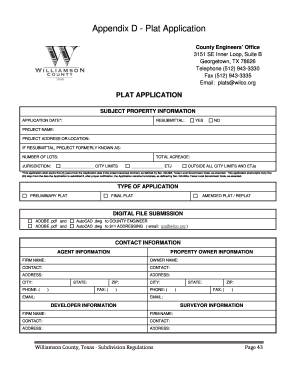 Fillable Online Plat Application - Williamson County Fax Email Print ...