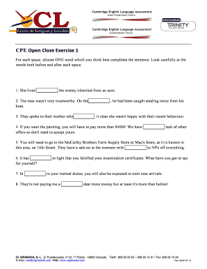 Open Cloze Cpe - Fill Online, Printable, Fillable, Blank | pdfFiller