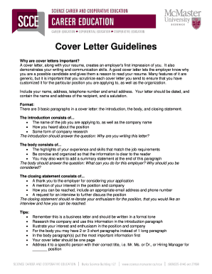 Fillable Online Cover Letter Guidelines - McMaster University Fax Email ...
