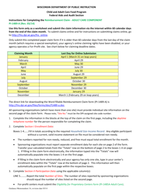 Fillable Online dpi wi Instructions for Completing the Reimbursement ...