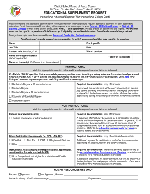 Fillable Online Educational Supplement Request Form - Pasco County ...