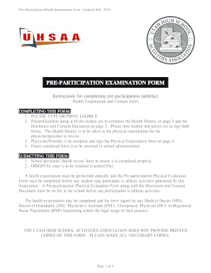 Fillable Online rowlandhall PREPARTICIPATION EXAMINATION FORM Fax Email ...