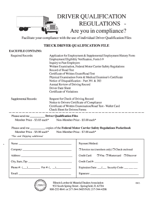 Fillable Online Driver Qualification Driver Qualification Fax Email ...