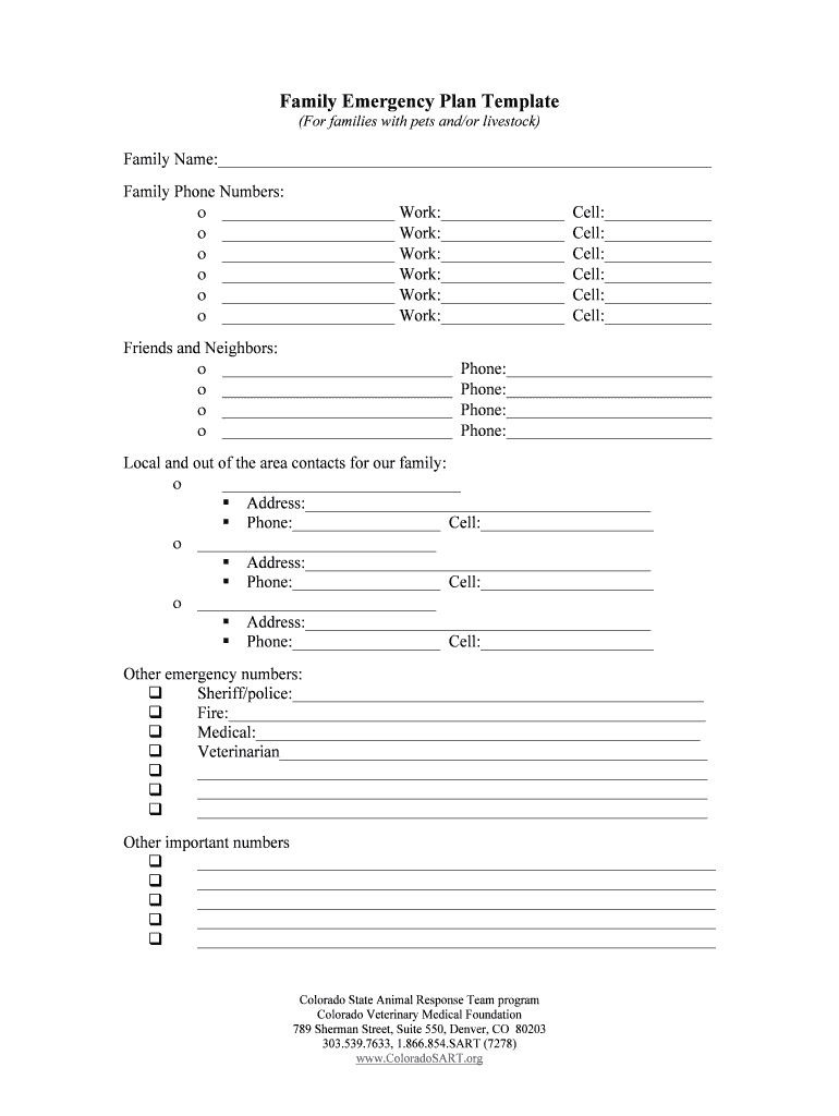 Fillable Online General - Family Emergency Plan Templatedoc Fax Email ...