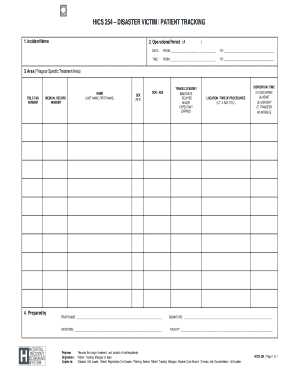 HICS 254-Disaster Victim Patient Tracking - Fill and Sign Printable ...