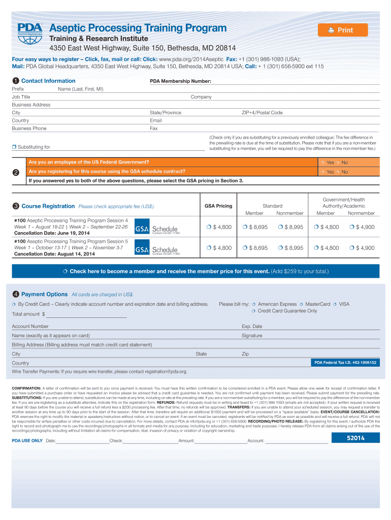 Fillable Online Aseptic Processing Training Program Fax Email Print ...
