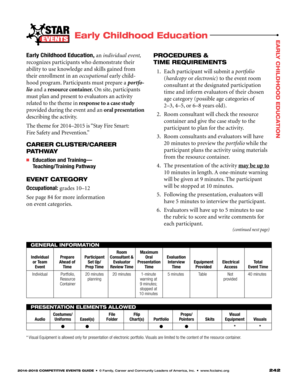 Fillable Online Early Childhood Education, an individual event, Fax ...
