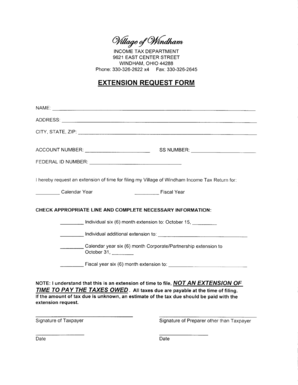 Fillable Online Income Tax Extension Request Form Fax Email Print ...