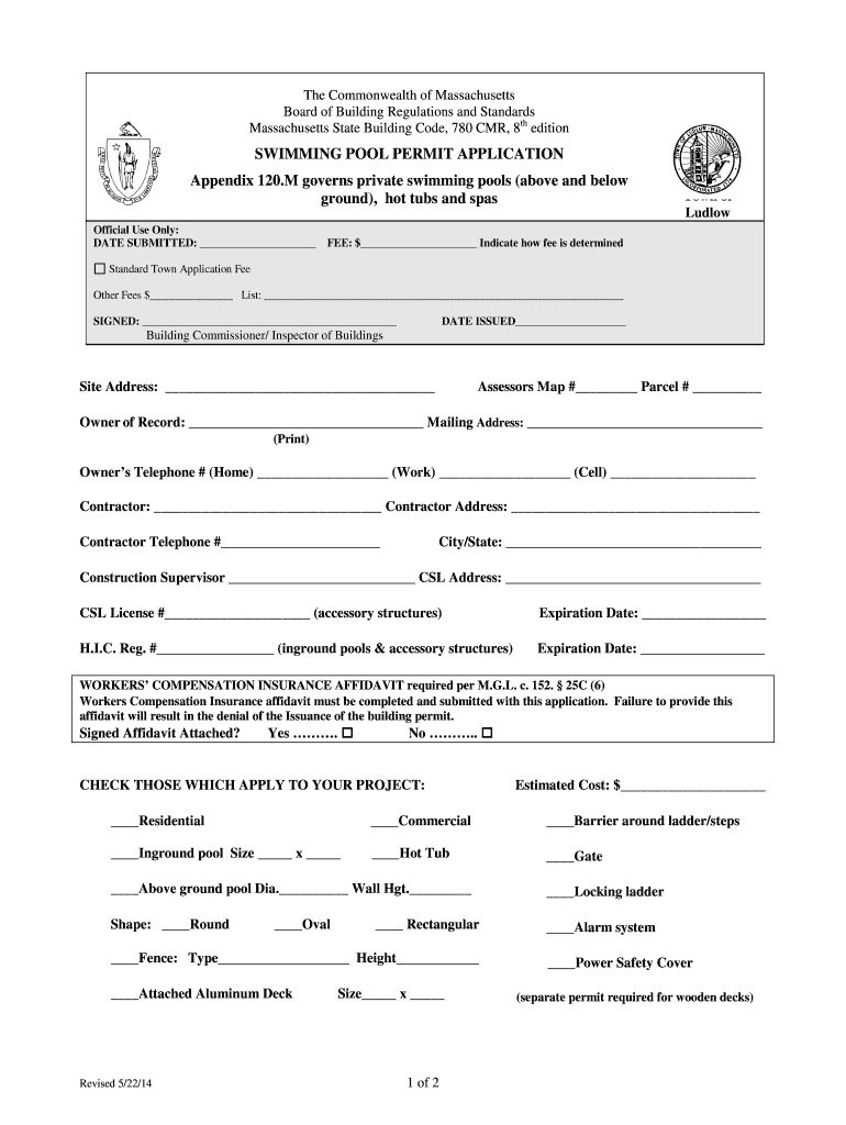 Fillable Online ludlow ma The Commonwealth of Massachusetts Board of ...