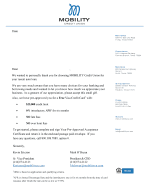 Fillable Online Auto Loan Letter with CC Offer Fax Email Print - pdfFiller